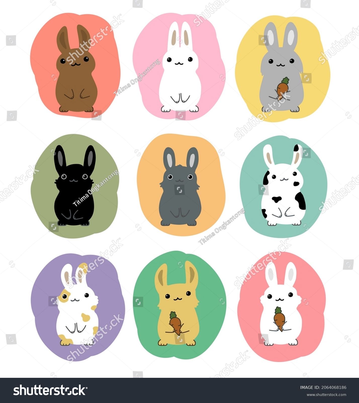 Rabbits Cartoon Set Vector Collection Stock Vector (Royalty Free ...