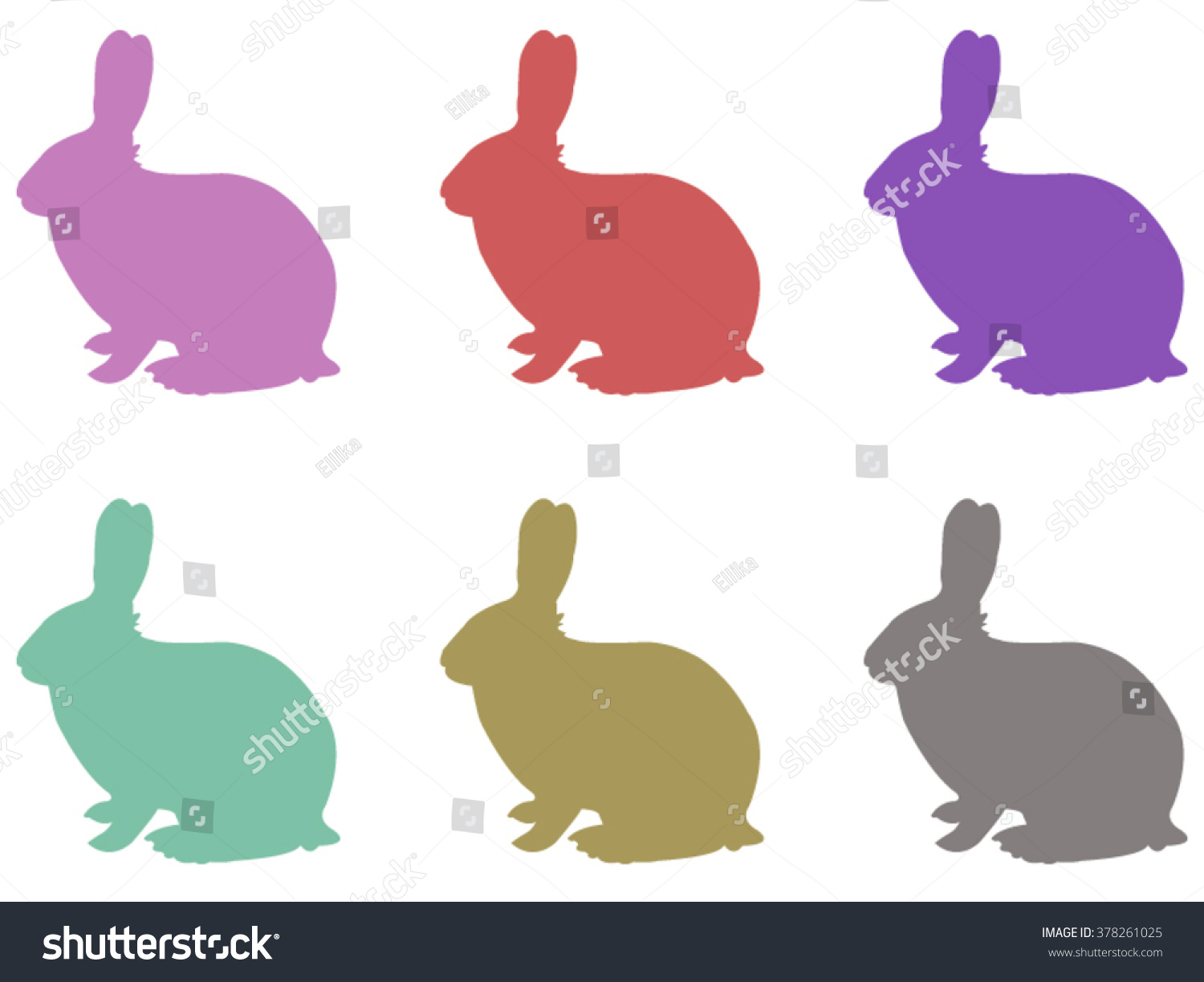 Vektor Stok Rabbits Silhouette Vector Illustration (Tanpa Royalti ...