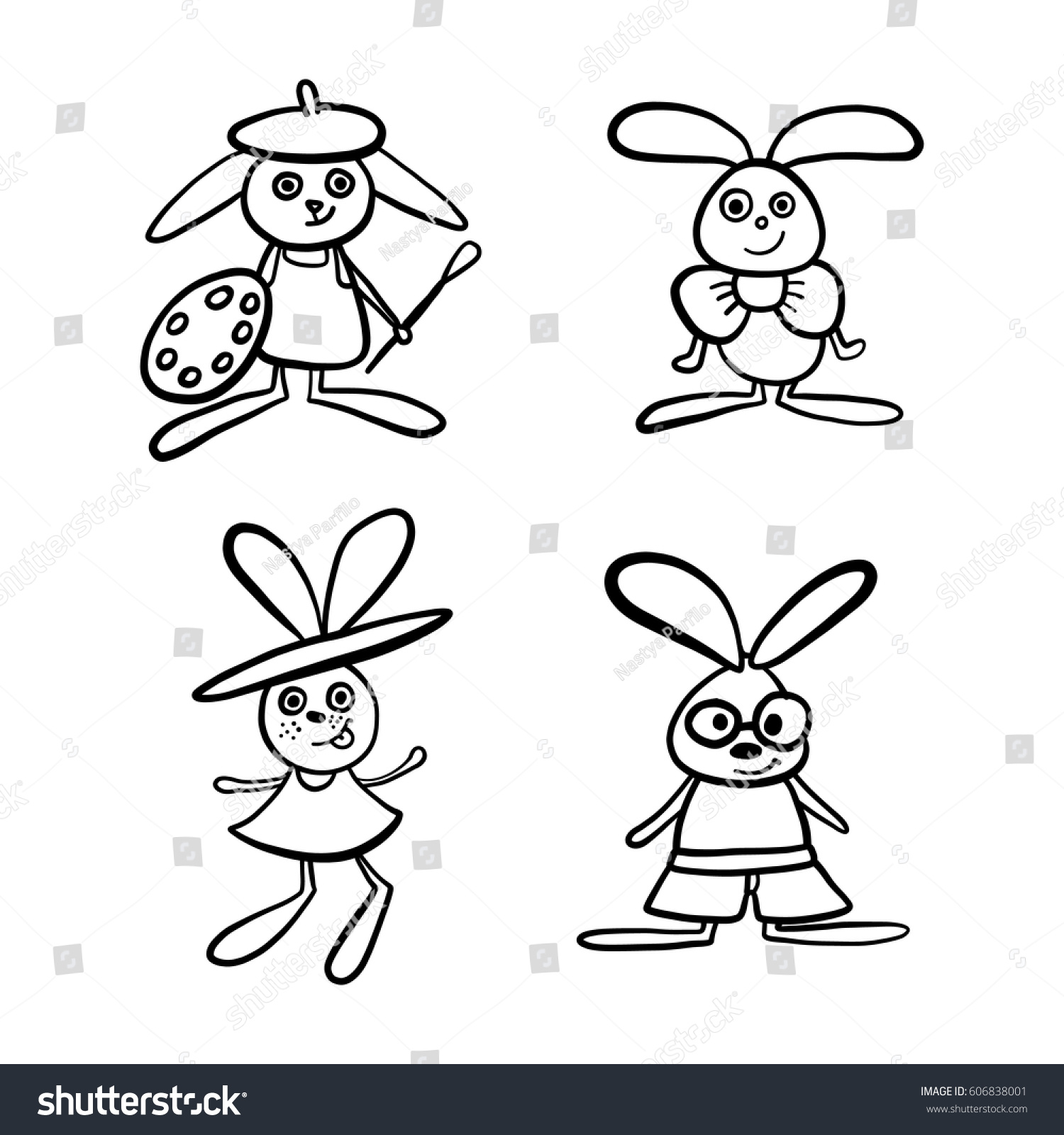 Rabbits Vector Illustration Stock Vector (Royalty Free) 606838001