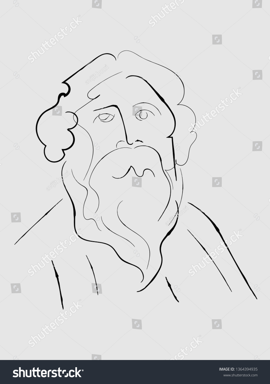 Rabindranath Tagore Illustration Vector Image 스톡 벡터(로열티 프리) 1364394935