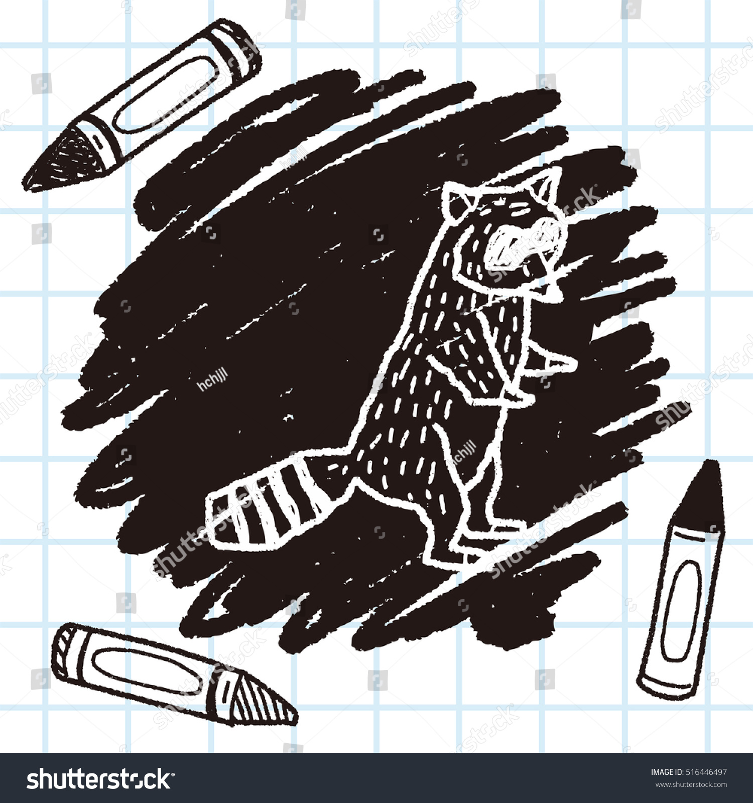 Raccoon Doodle Stock Vector (Royalty Free) 516446497