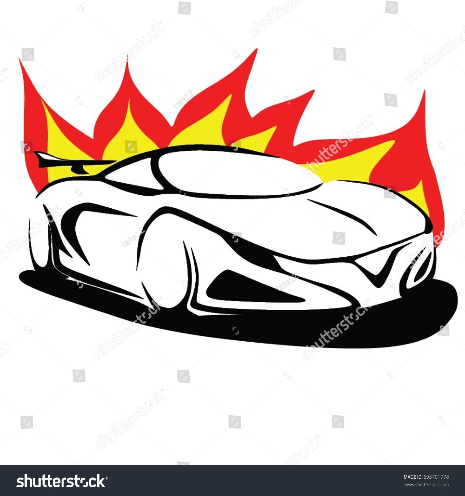 Race Car Fire Vector Stock Vector (Royalty Free) 695701978