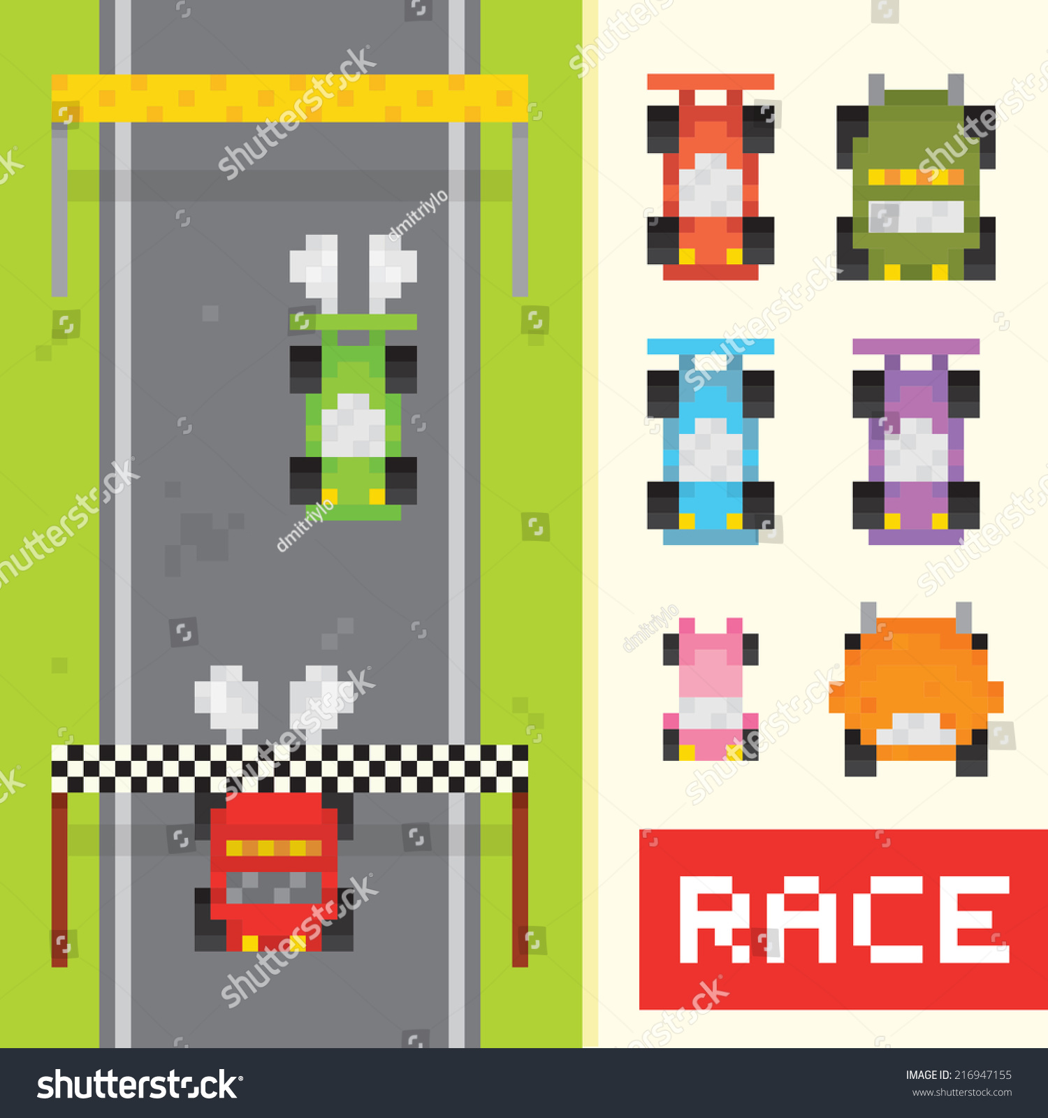 Race Game Isolated Vector Objects Pixel: vector de stock (libre de ...