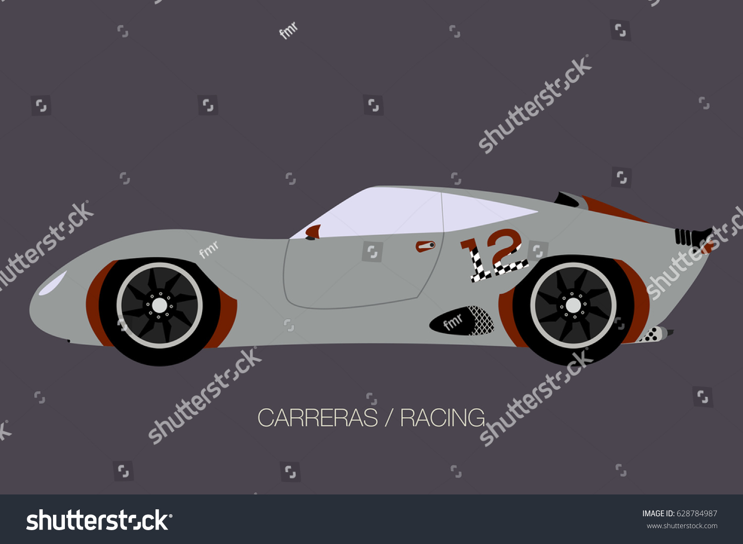 Race Supercar Side View Flat Design Stock Vector (Royalty Free) 628784987