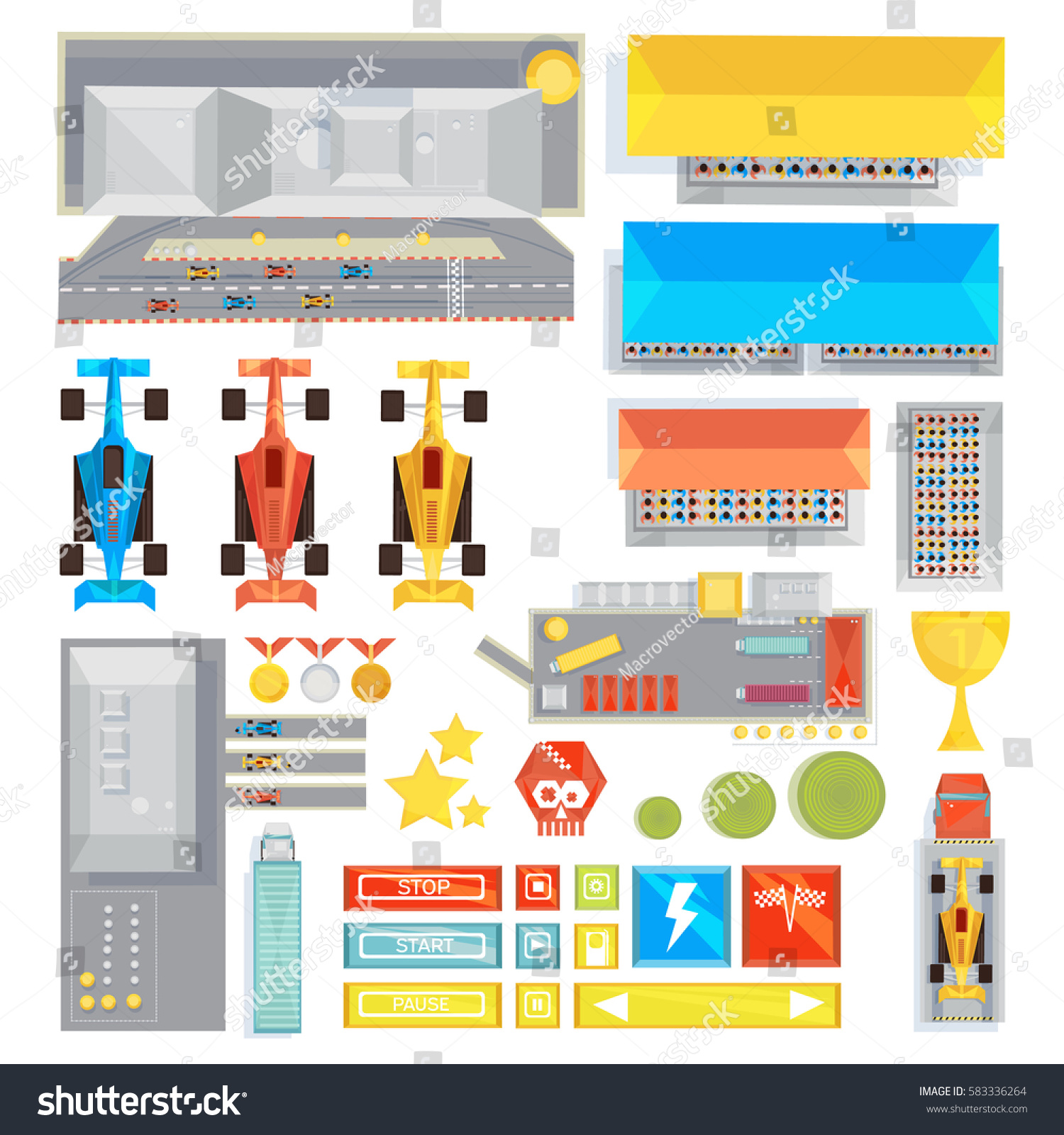 Race Track User Interface Flat Icons: เวกเตอร์สต็อก (ปลอดค่าลิขสิทธิ์ ...