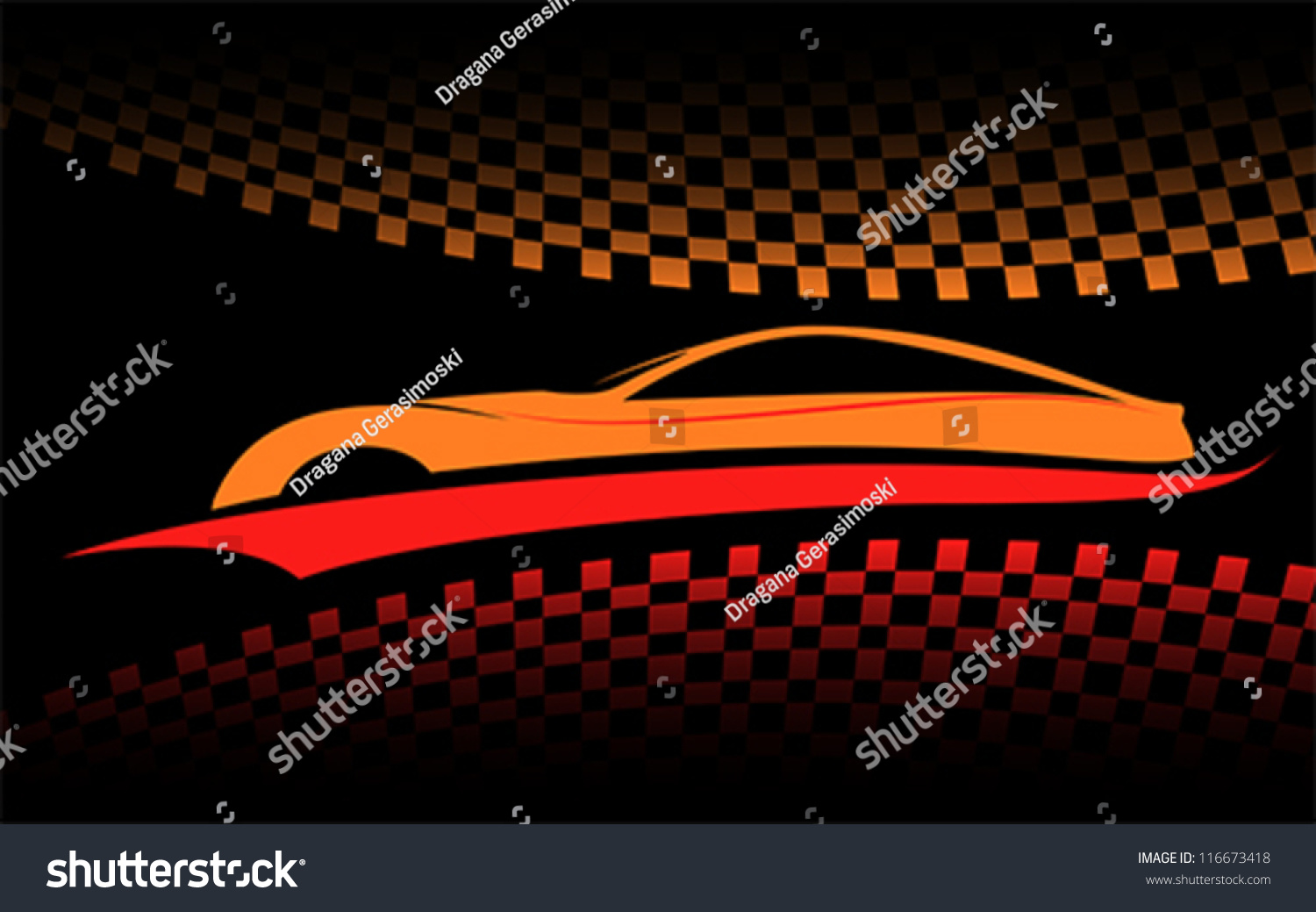 Racing Car Checkered Flags Racetrack Background Stock Vector (Royalty ...