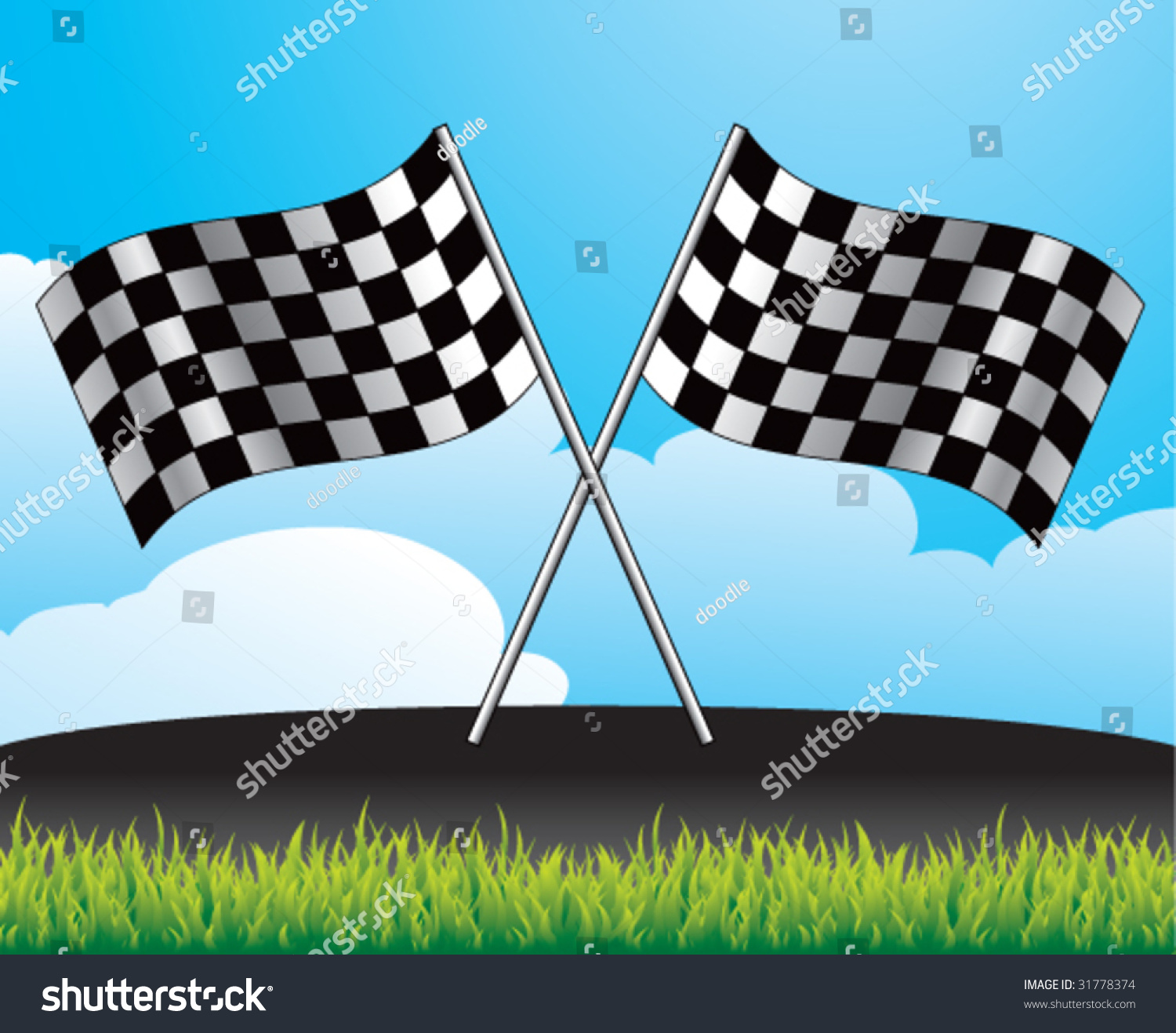 Racing Checkered Flag On Racetrack Stock Vector Illustration 31778374 ...