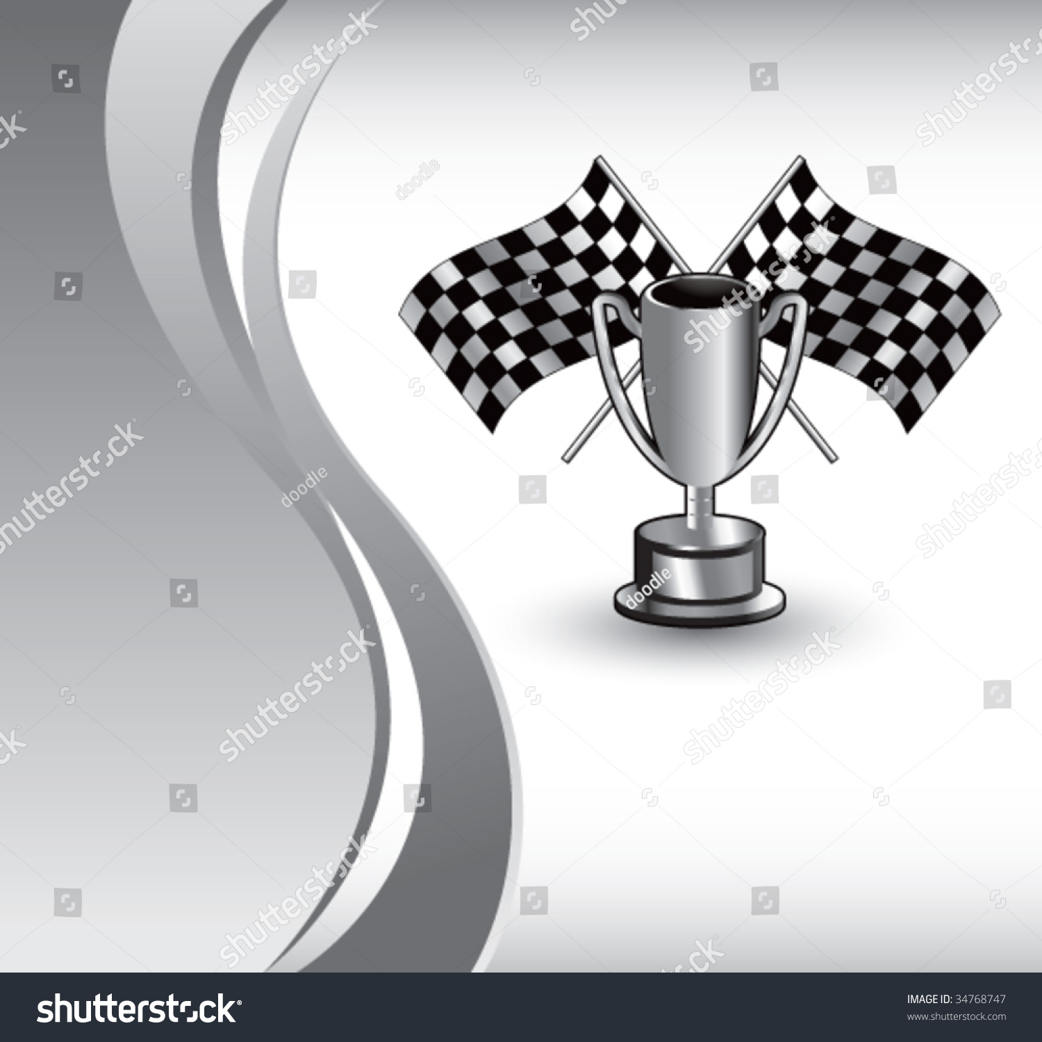 Racing Checkered Flags Trophy On Vertical Stock Vector (Royalty Free ...