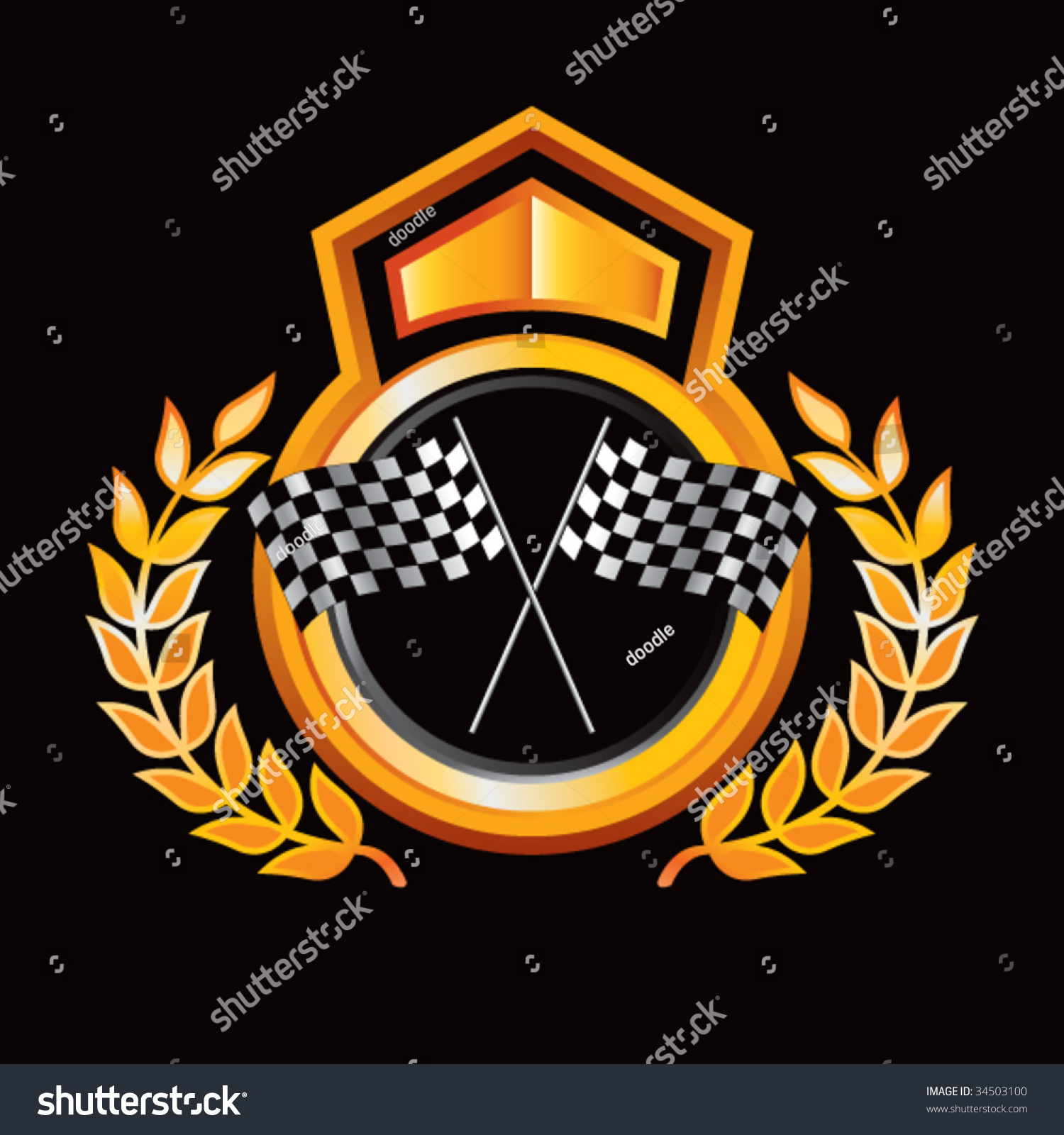 Racing Checkered Flags On Royal Crest Stock Vector (Royalty Free ...