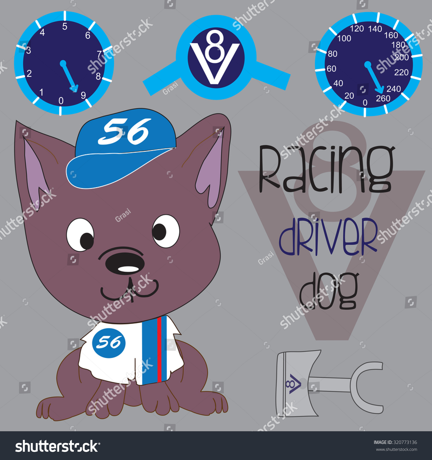 Racing Driver Dog Speedometer Tachometer Vector Stockvektor (royaltyfri ...