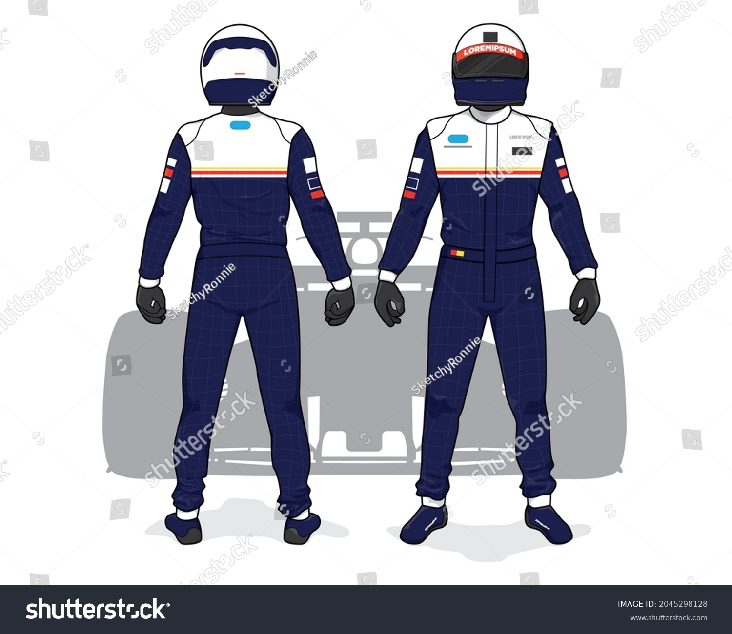 Racing Driver Uniform Template Mockup Design Stock Vector (Royalty Free ...