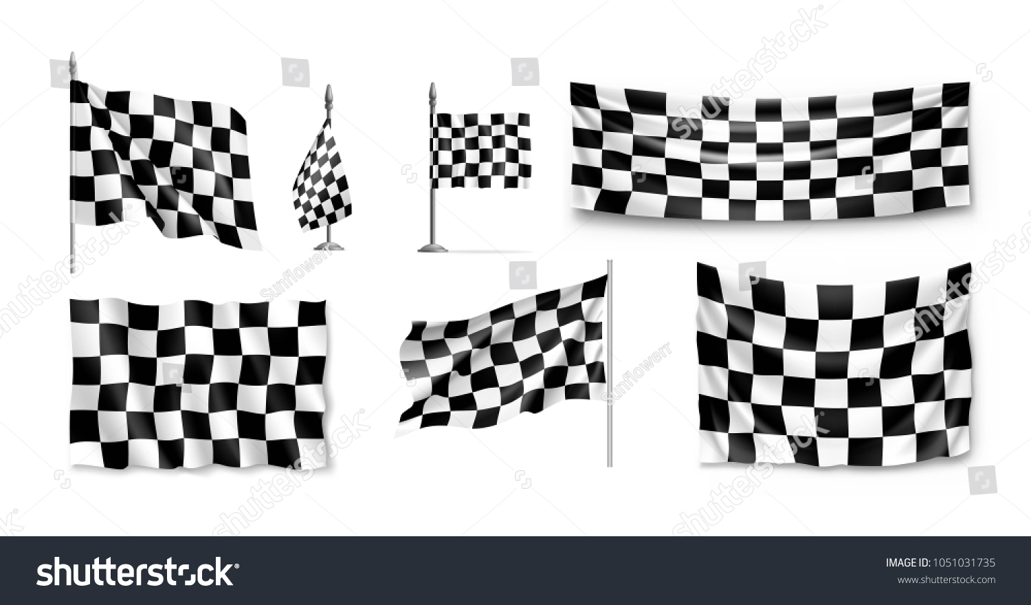 Racing Flags Set Realistic Collection Standards Vector De Stock Libre