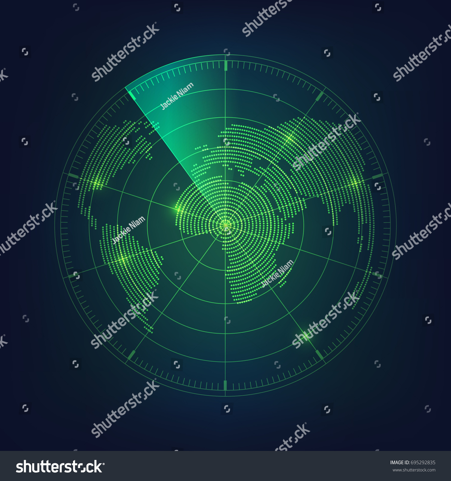 Radar Screen World Map Digital Theme Stock Vector (Royalty Free) 695292835