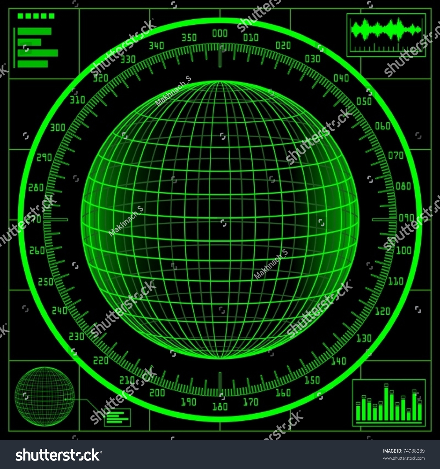 Radar Screen Digital Globe Scale Vector Stock Vector (Royalty Free ...