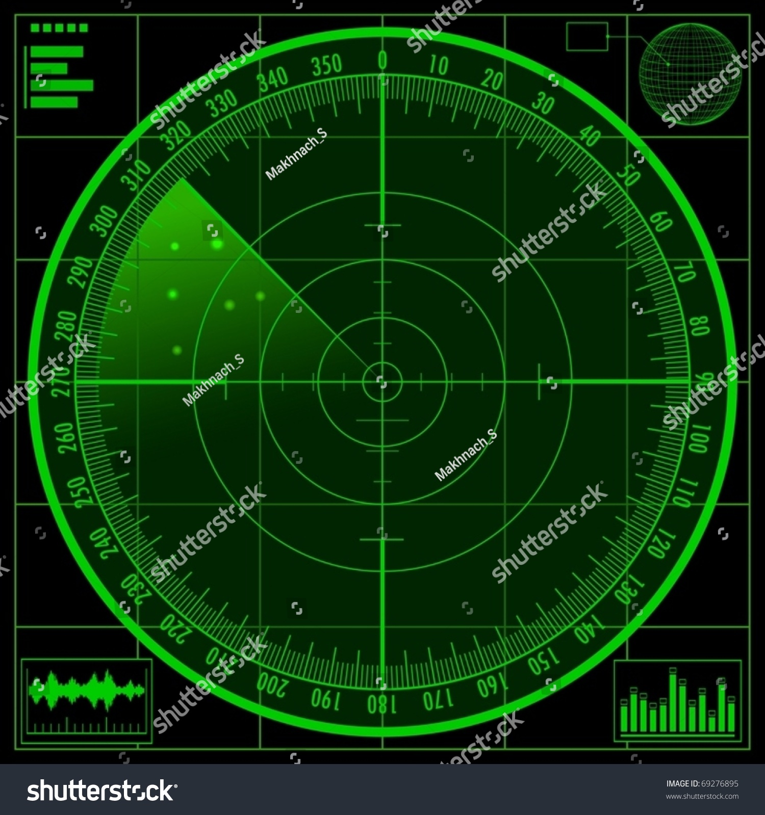 Radar Screen Vector Eps10 No Mesh Stock Vector (Royalty Free) 69276895