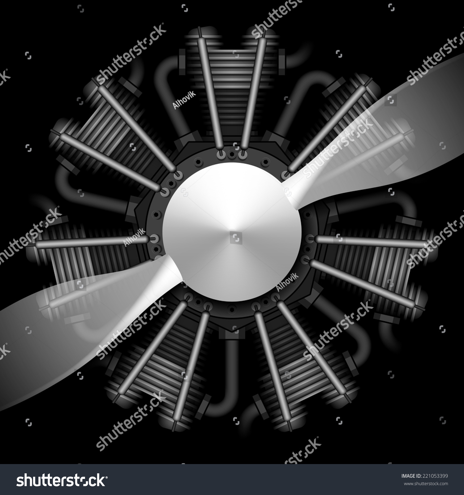 Radial Aircraft Engine Propeller Vector Stock-vektor (royaltyfri ...