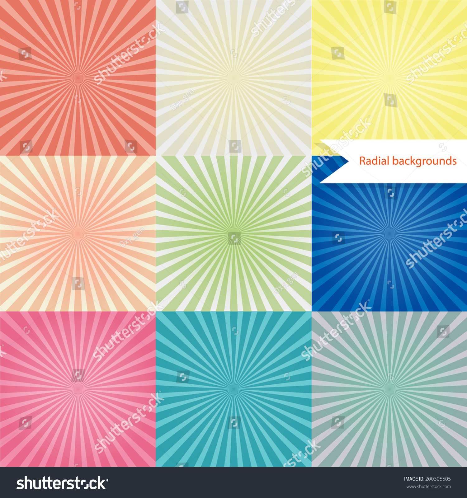 Radial Backgrounds Set Vector Illustration: vector de stock (libre de ...