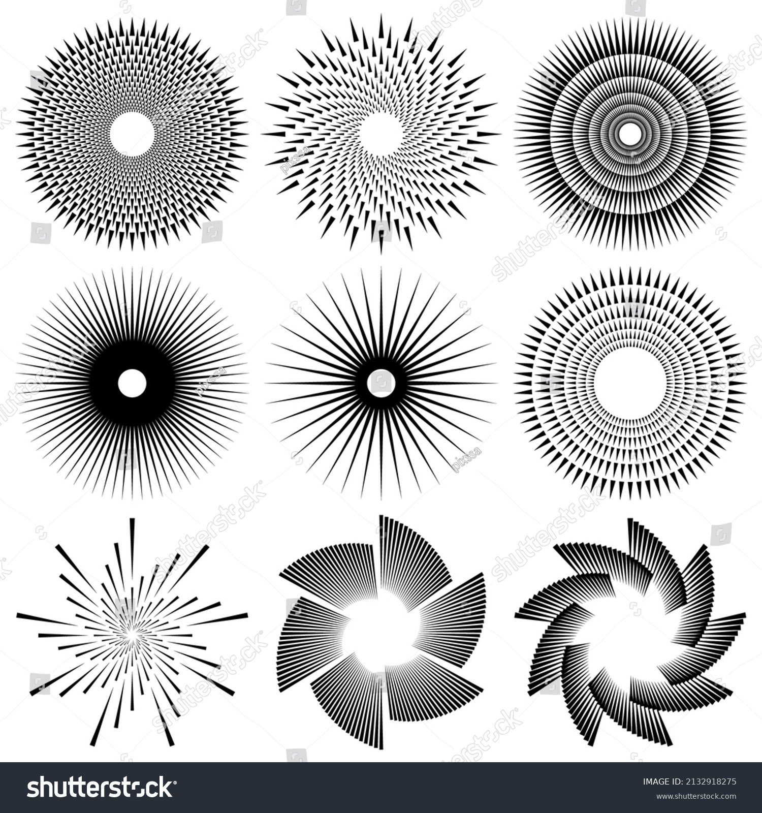 Radial Concentric Circular Triangles Shape Design Stock Vector (Royalty ...