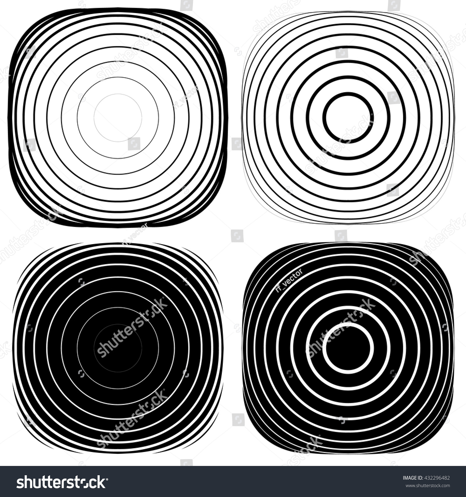 Radial Concentric Shape Set Abstract Monochrome: เวกเตอร์สต็อก (ปลอดค่า ...