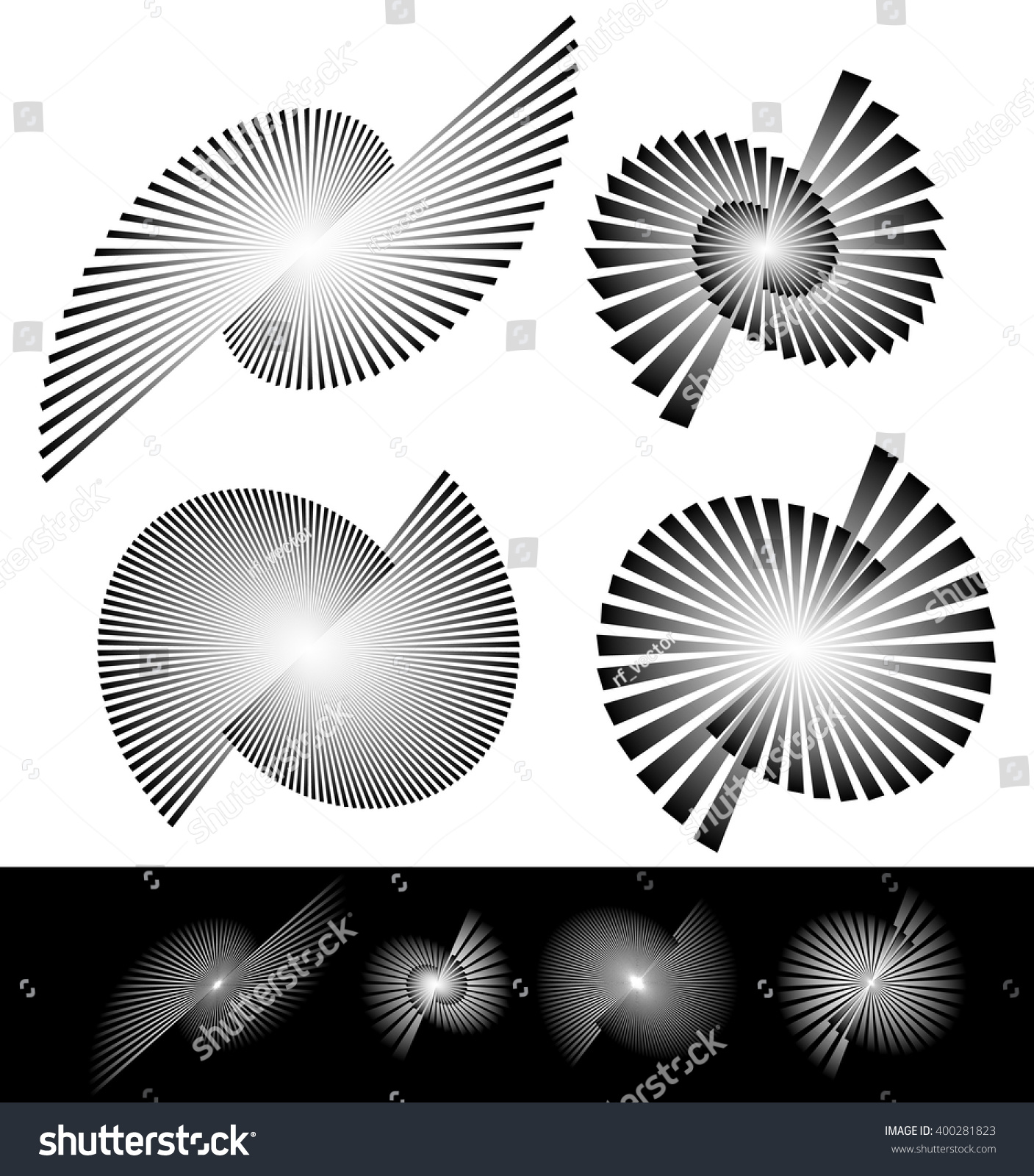 Radiating Irregular Beams Rays Converging Lines: vector de stock (libre ...
