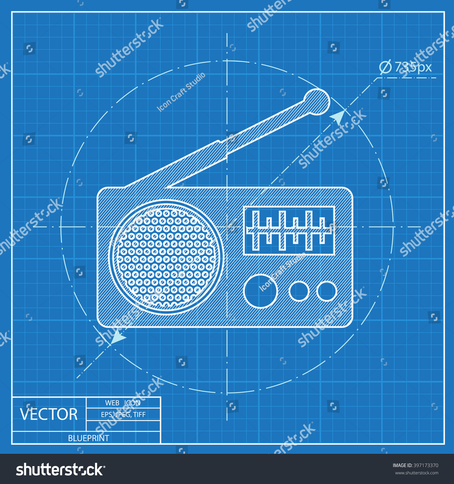Radio Vector Blueprint Icon Stock Vector (Royalty Free) 397173370 ...