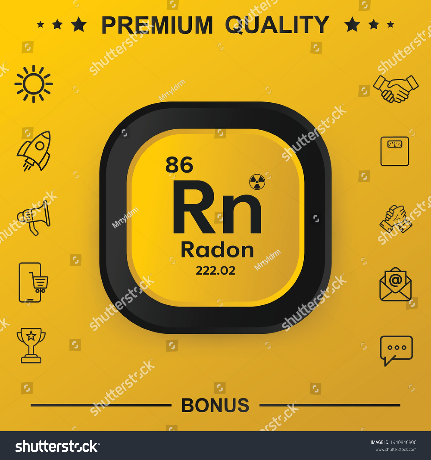 Radon Symbol Yellow Button Stock Vector (Royalty Free) 1940840806 ...