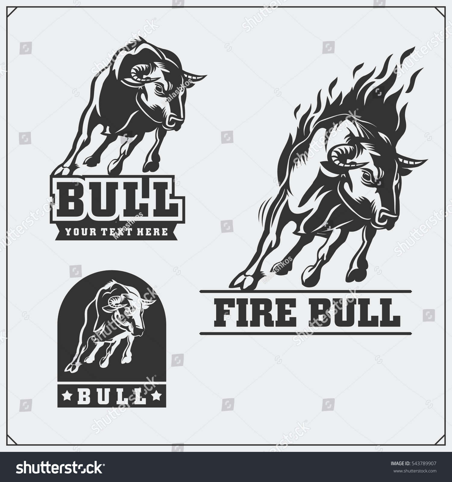 Raging Bull Vector Emblems Labels Badges Stock Vector (Royalty Free ...