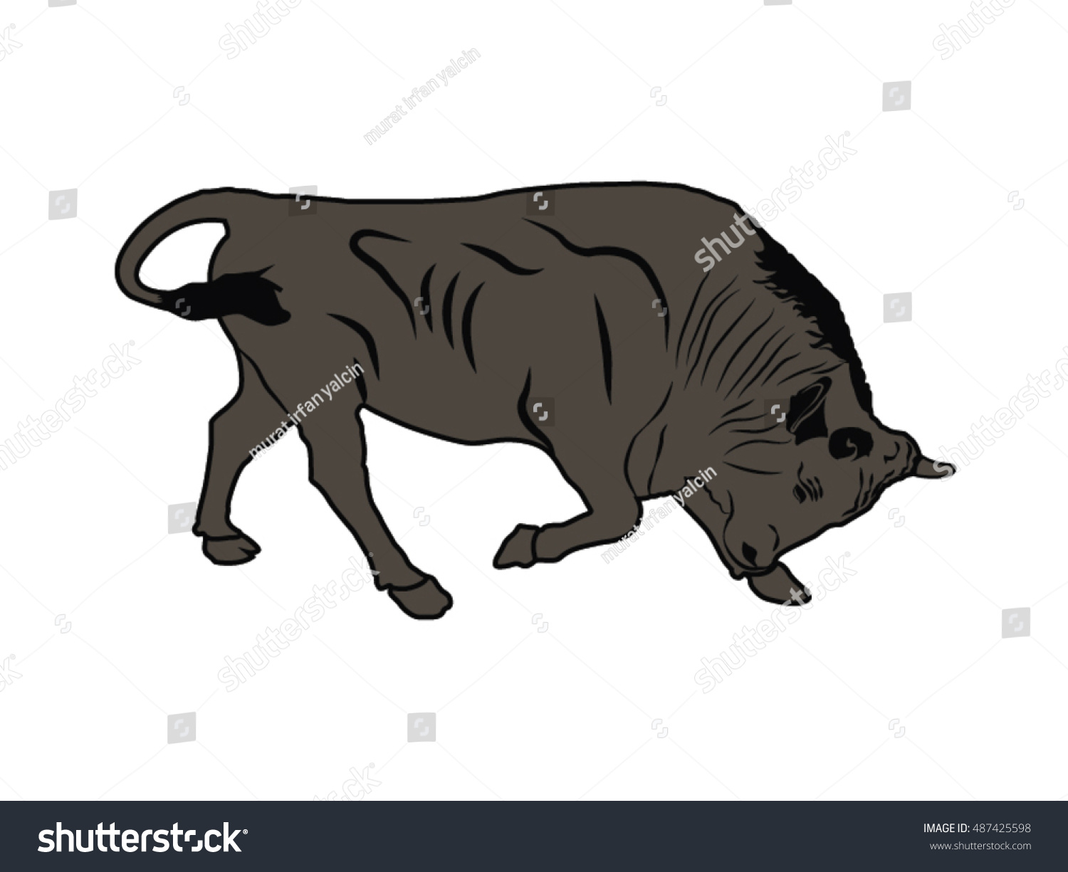 Raging Bull Vector Illustration Stock Vector (Royalty Free) 487425598 ...