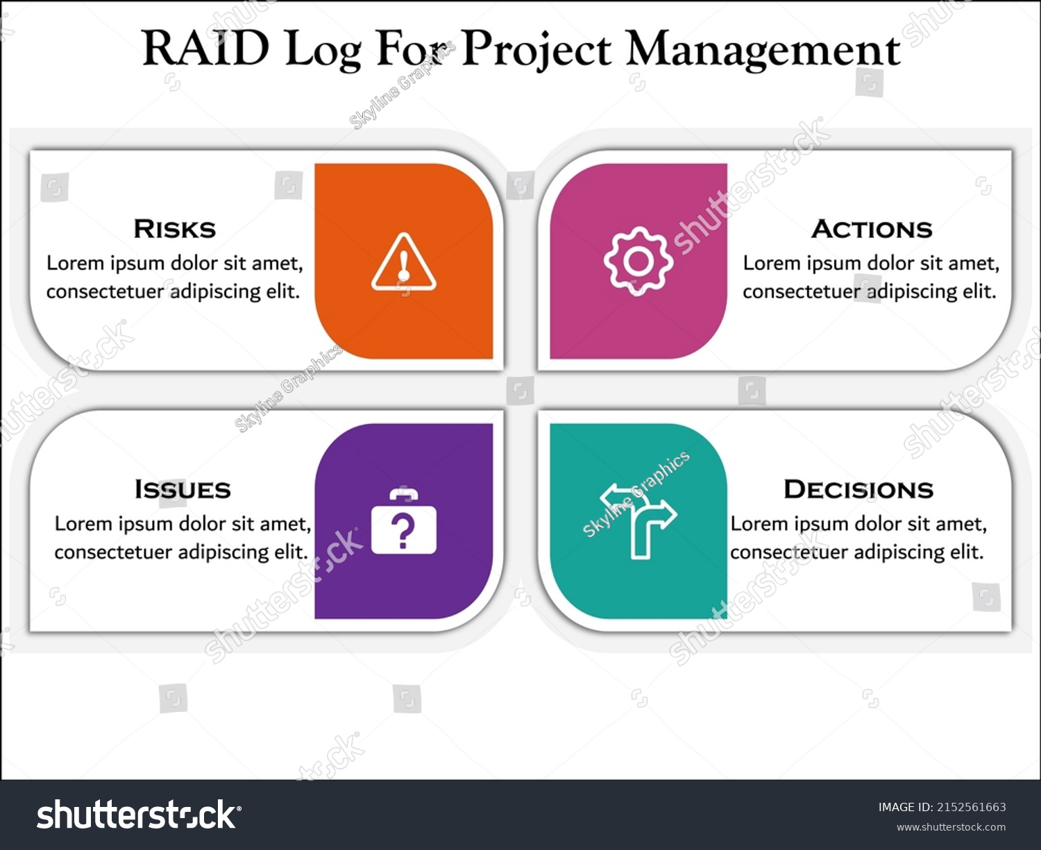 Raid Log Project Management Icons Description Stock Vector (Royalty ...