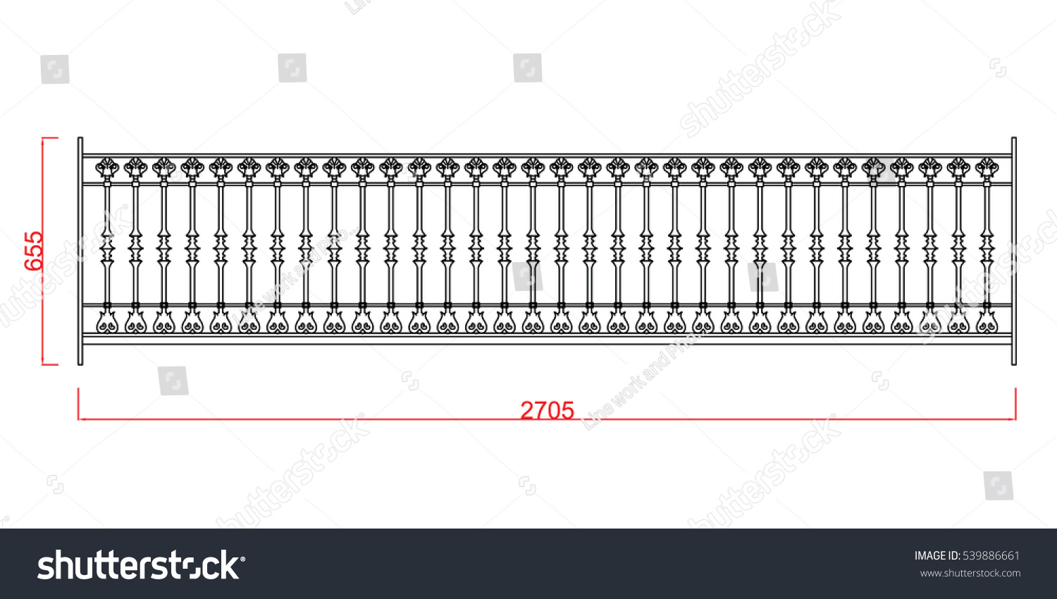 Railing Vector Image Black Paint Dimension Stock Vector (Royalty Free ...