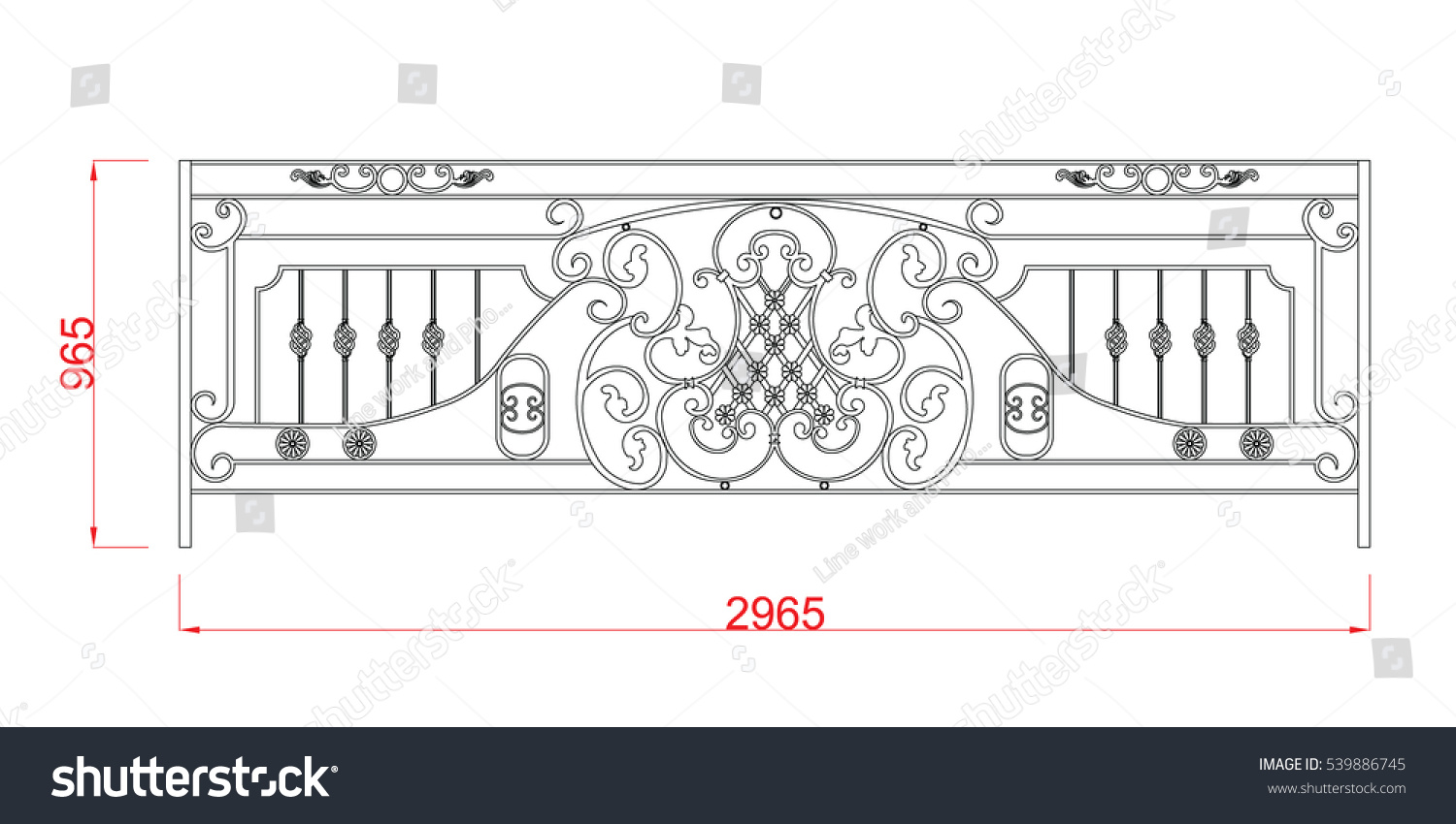 Railing Vector Image Black Paint Dimension: vector de stock (libre de ...