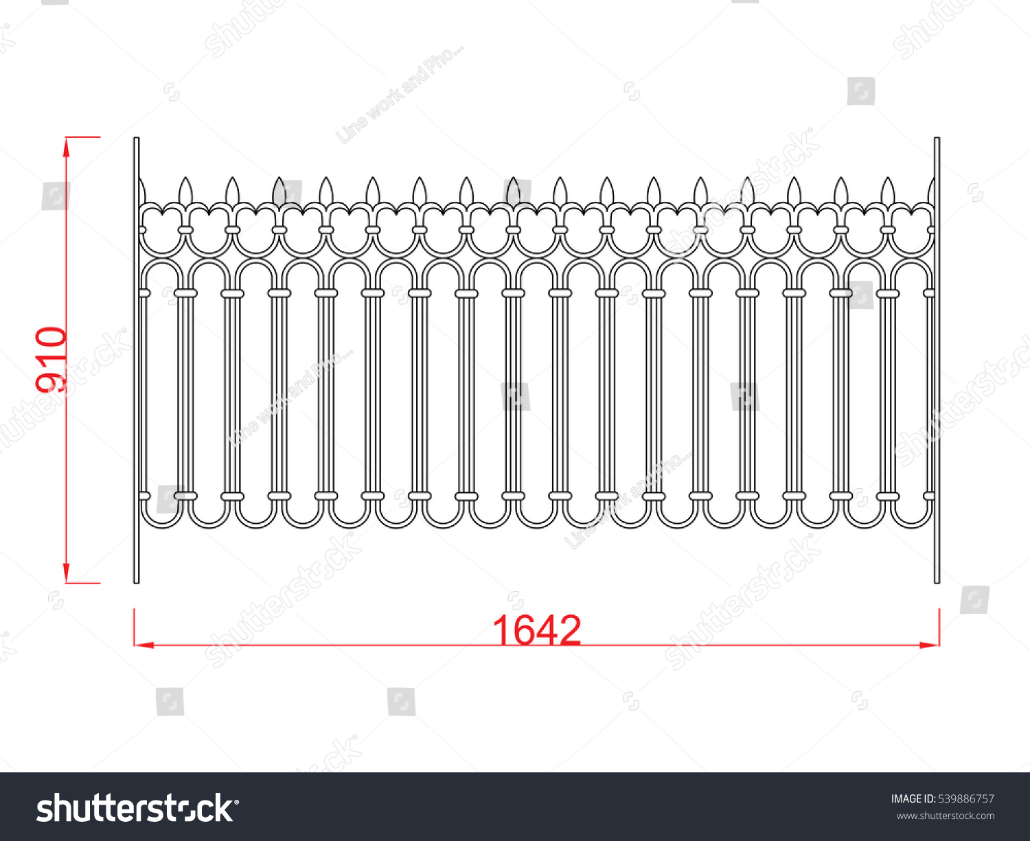 Railing Vector Image Black Paint Dimension: เวกเตอร์สต็อก (ปลอดค่า ...