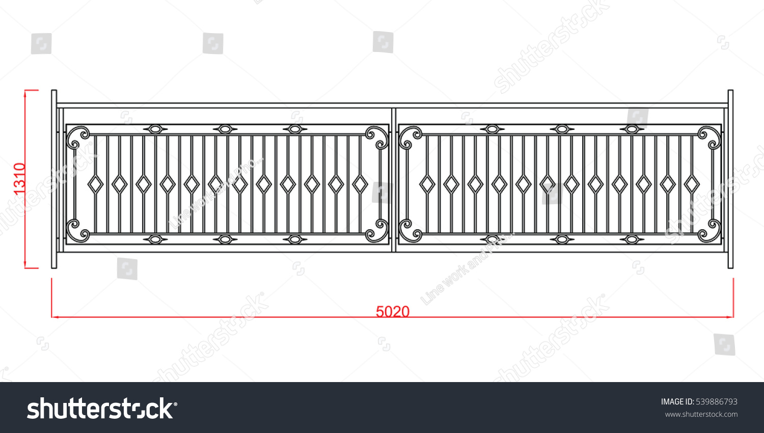 Railing Vector Image Black Paint Dimension Stock Vector (Royalty Free ...