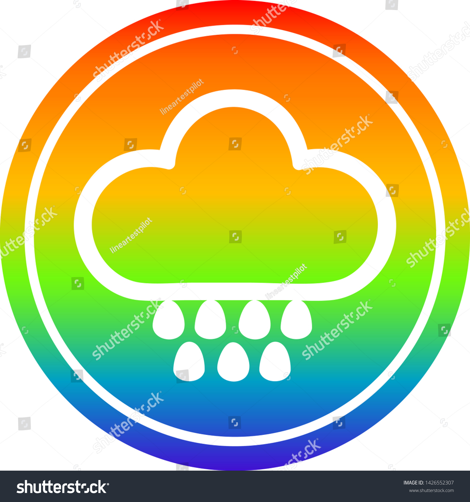 Rain Cloud Circular Icon Rainbow Gradient Stock Vector (Royalty Free ...