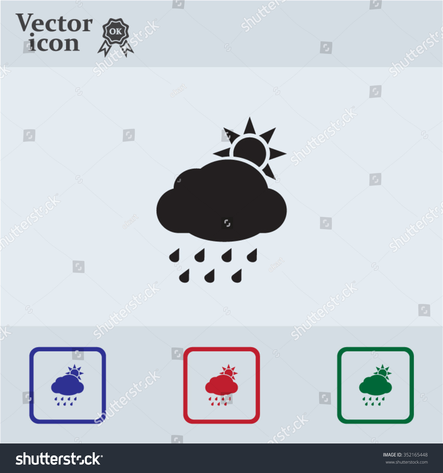 Rain Cloud Sun Icon Stock Vector (Royalty Free) 352165448 | Shutterstock