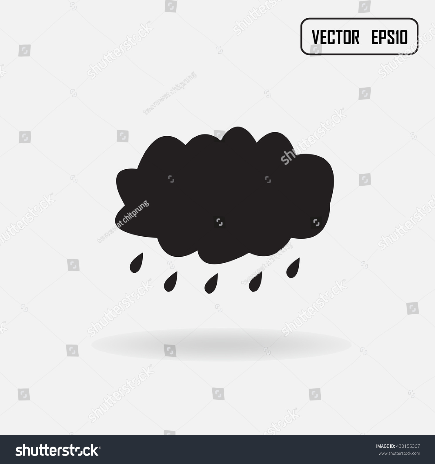 Rain Cloud Symbol Vector Illustration Stock Vector (Royalty Free ...
