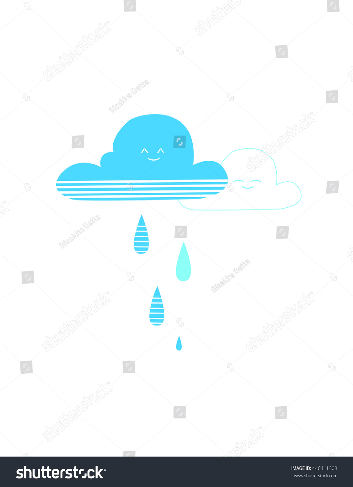 Rain Happy Cute Cloud Stock Vector 446411308 - Shutterstock