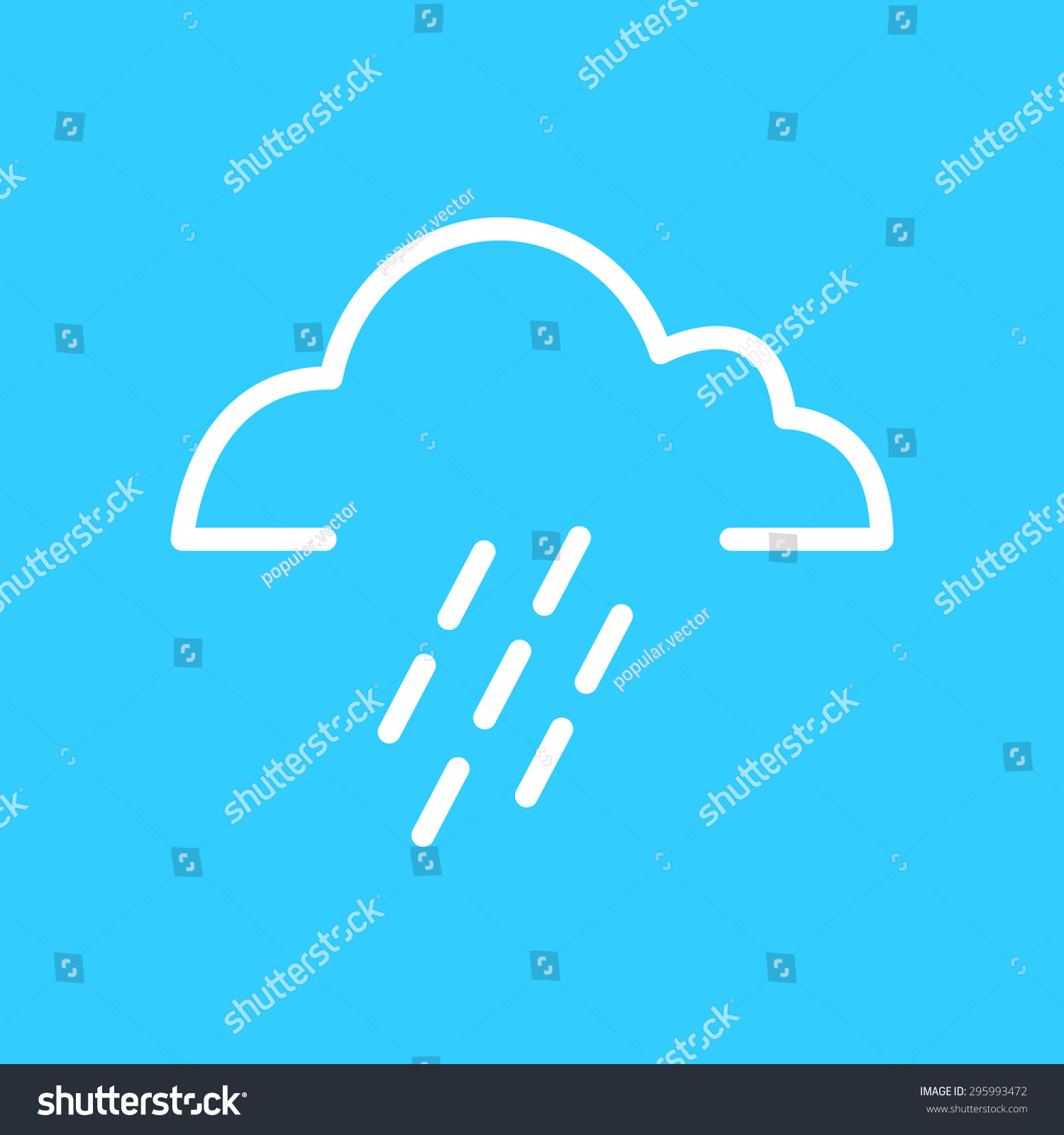 Rain Linear Symbol On Blue Background Stock Vector (Royalty Free ...