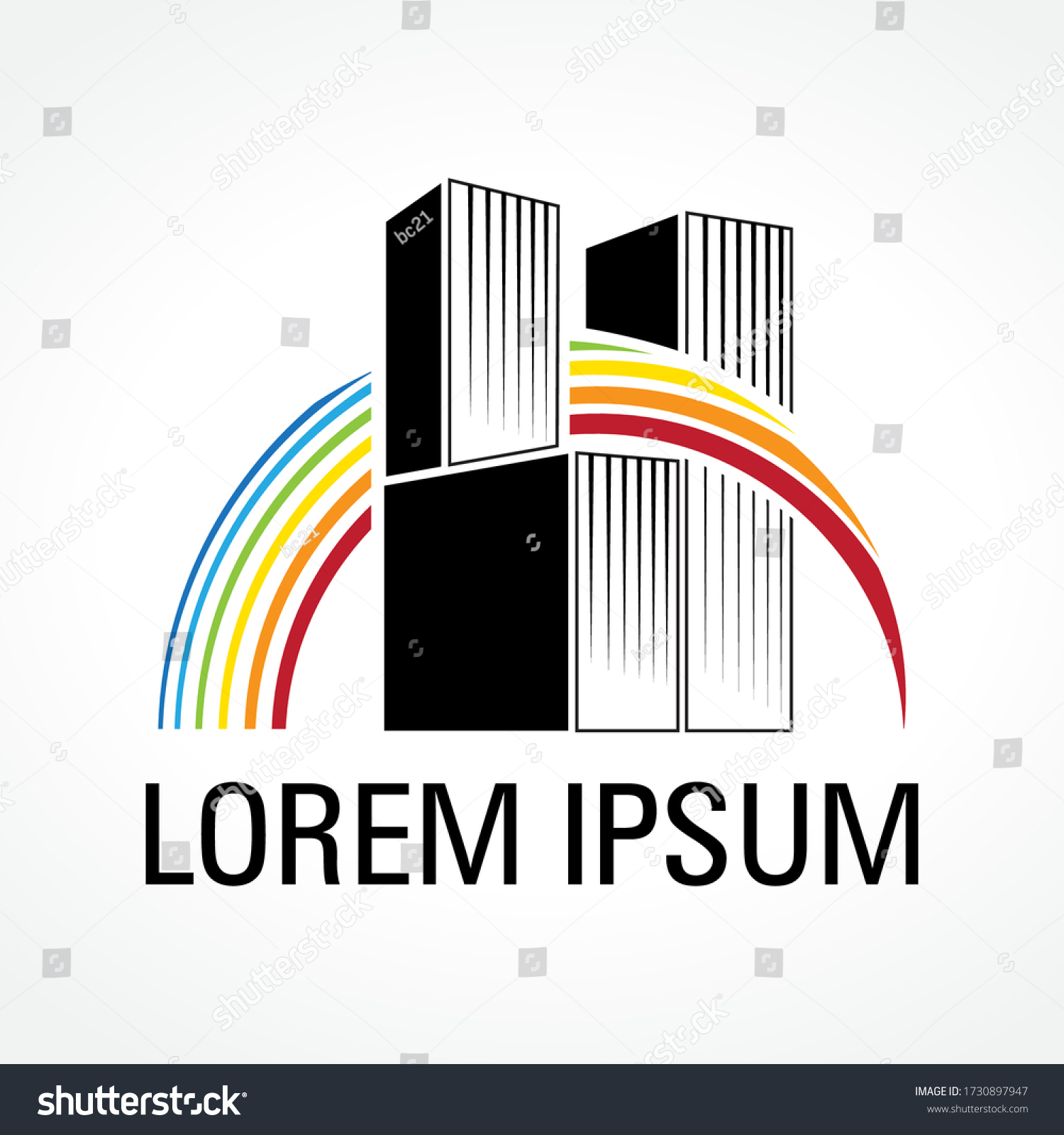 Rainbow High Buildings Vector Logo Template Stock Vector (Royalty Free ...
