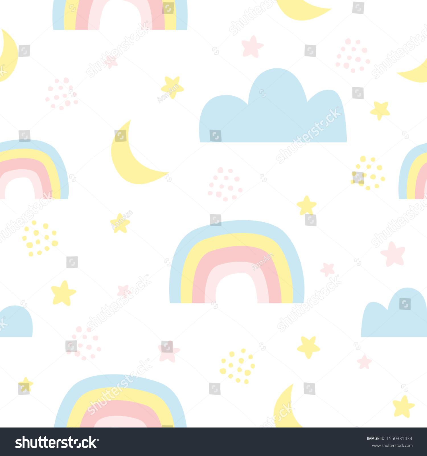 Rainbow Sky Seamless Background Repeating Pattern Stock Vector (Royalty ...