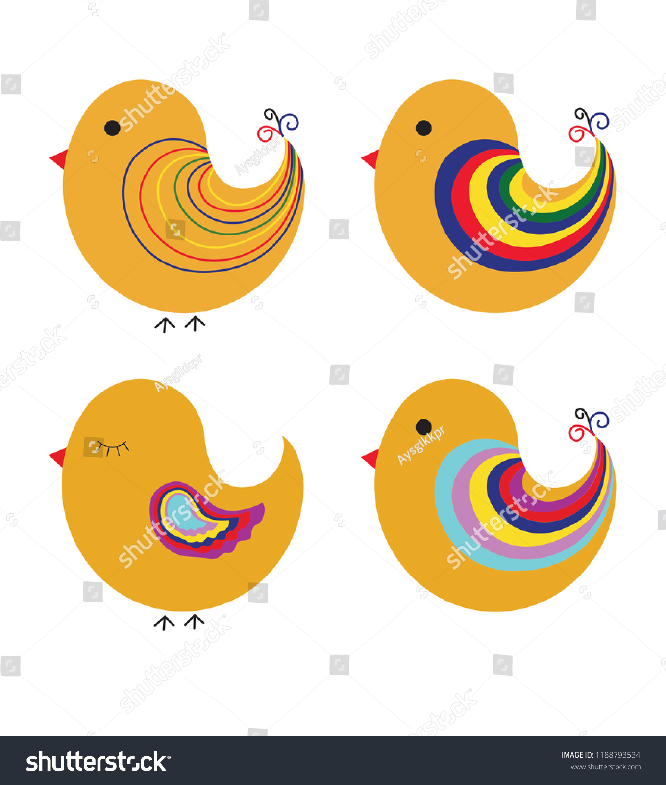 Rainbow Bird Illustration Stock Vector (Royalty Free) 1188793534 ...