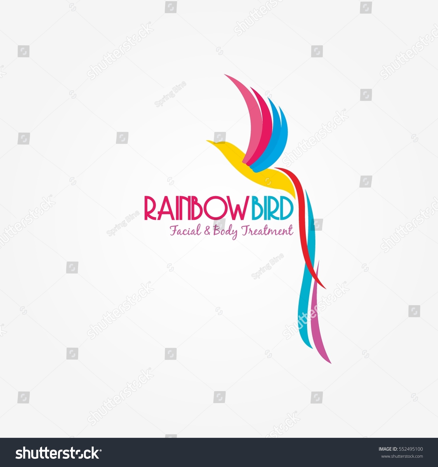 Rainbow Bird Logo Design Template Vector Stock Vector 552495100 ...