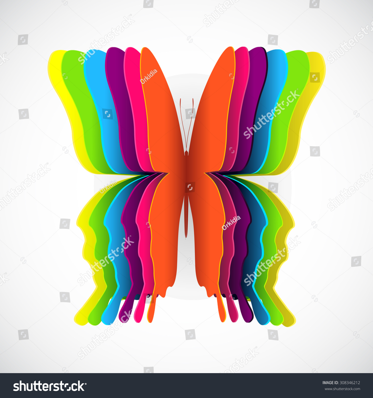 Rainbow Butterfly Stock Vector 308346212 - Shutterstock