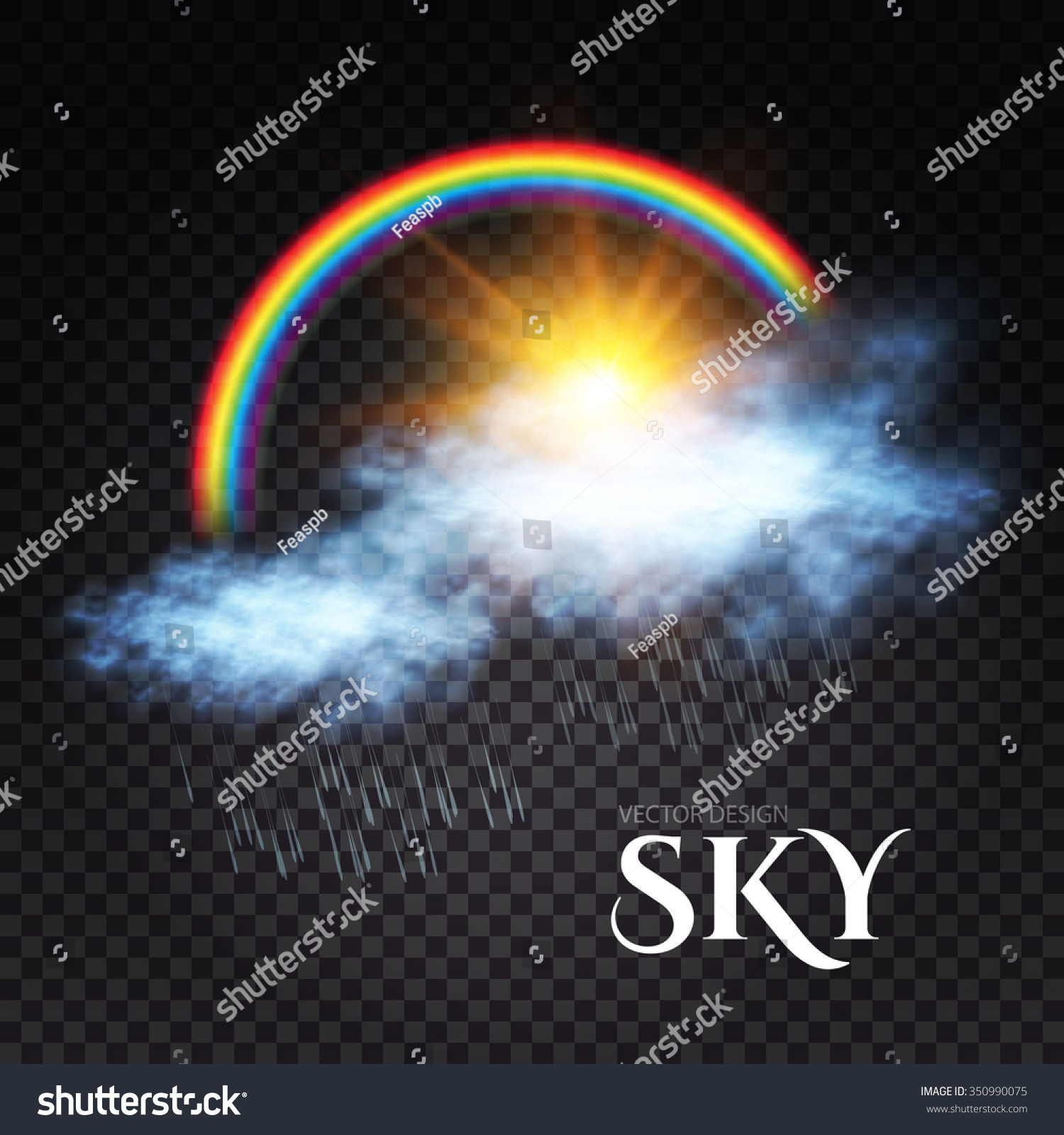 Rainbow Clouds Sun Transparent Design Vector 스톡 벡터(로열티 프리) 350990075 ...