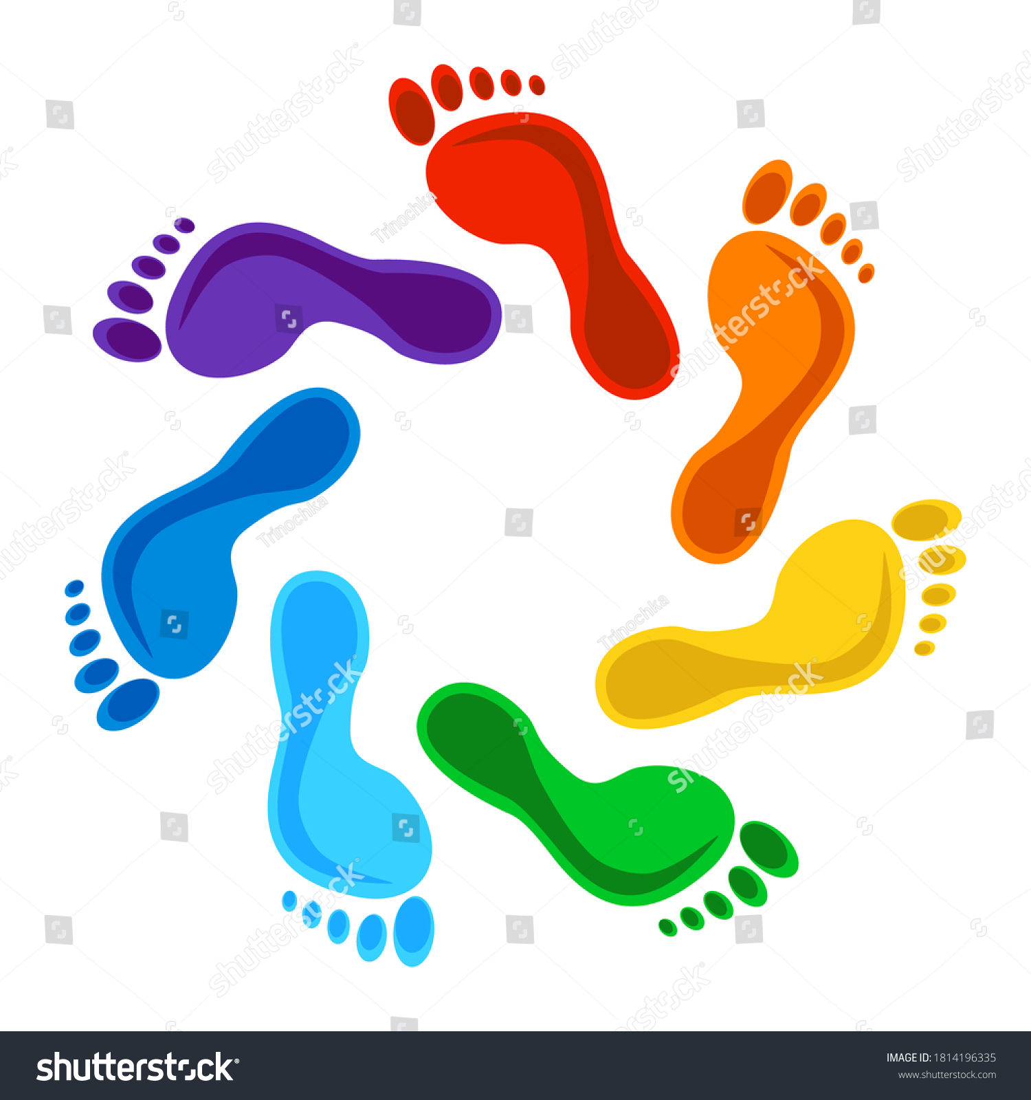 Rainbow Color Footprints Design Elements Vector Stock Vector (Royalty ...