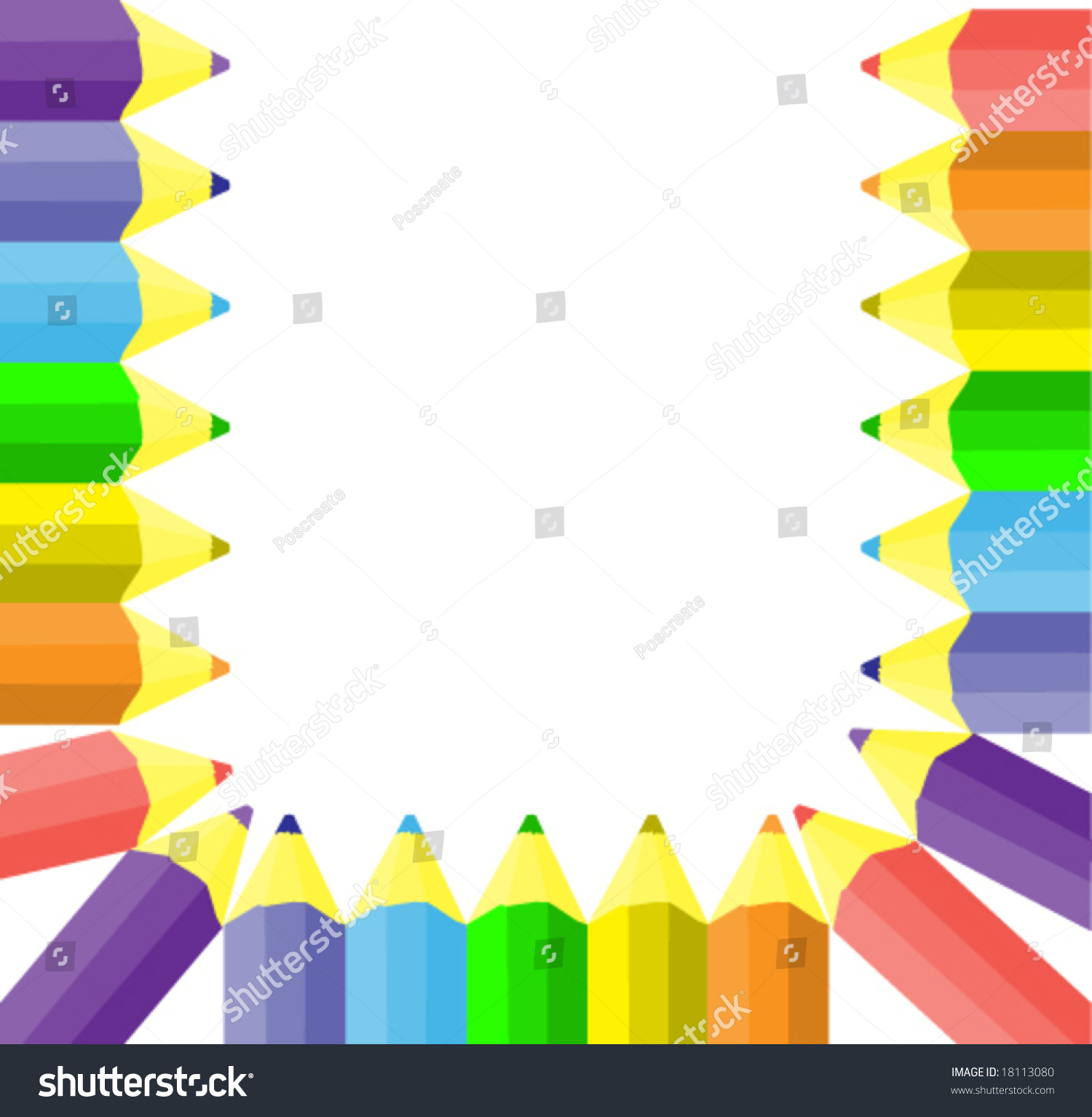 Rainbow Colored Pencils Frame Vector Illustration Stock Vector (Royalty ...