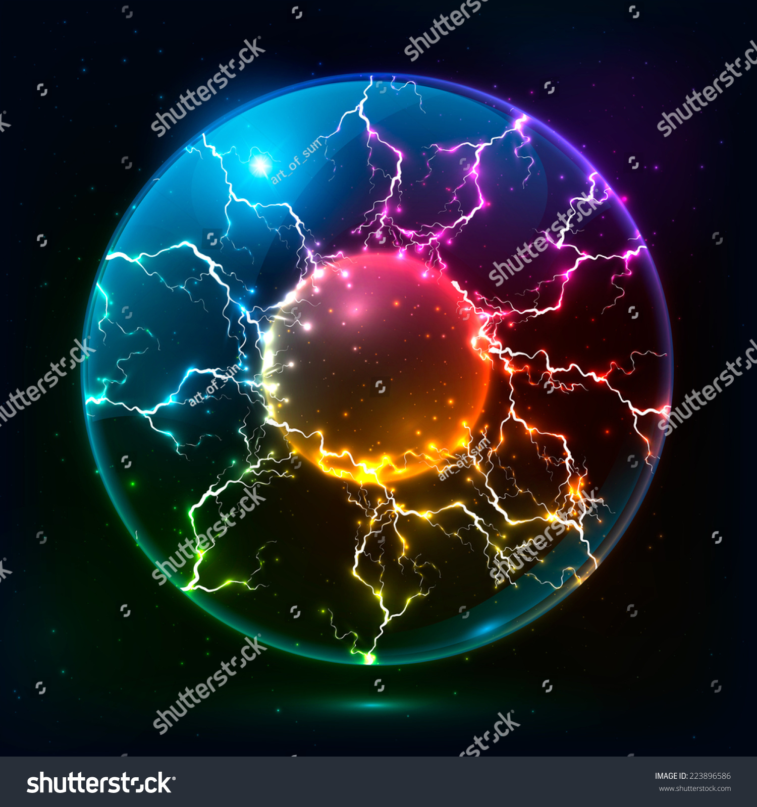 Rainbow Colors Vector Plasma Ball Stock Vector (Royalty Free) 223896586