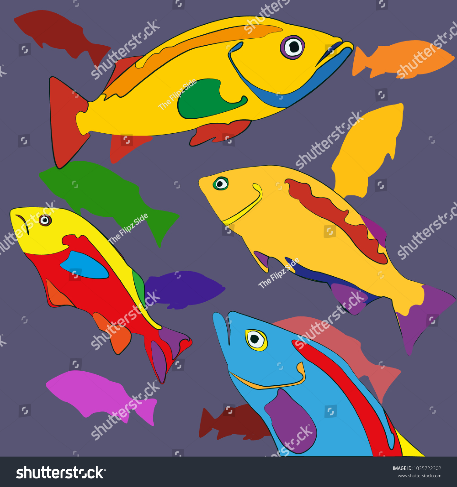 Rainbow Fish Vector: เวกเตอร์สต็อก (ปลอดค่าลิขสิทธิ์) 1035722302 ...
