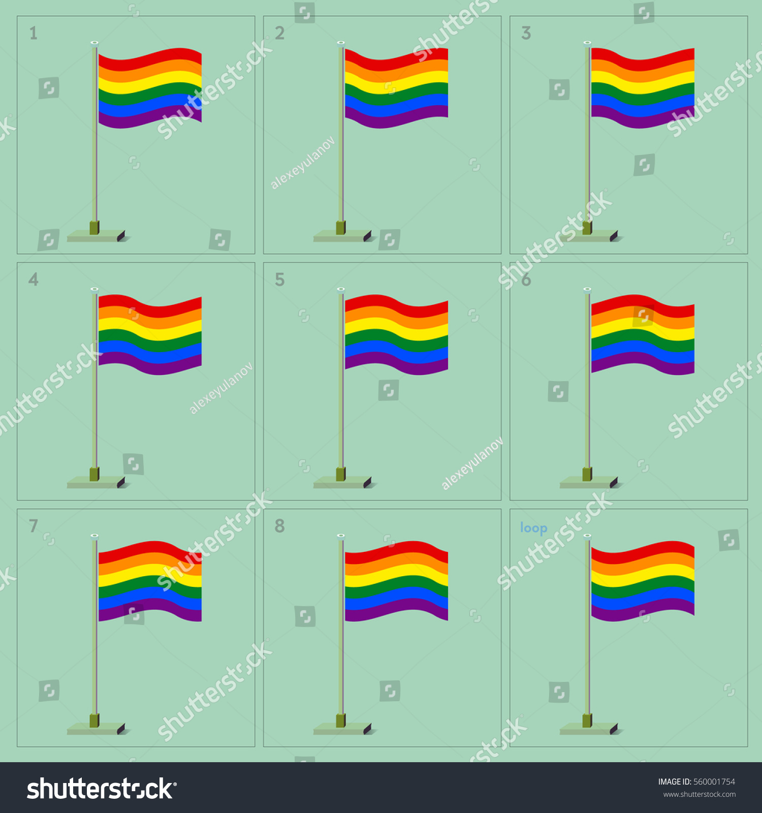 Rainbow Flag Animation Vector Illustration Sprite 库存矢量图（免版税）560001754 ...