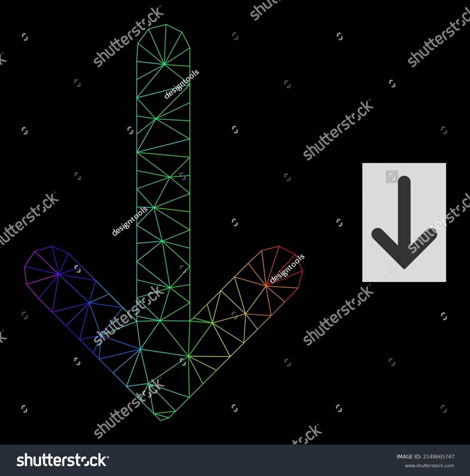 Rainbow Gradient Mesh Down Arrow Icon Stock Vector (Royalty Free ...